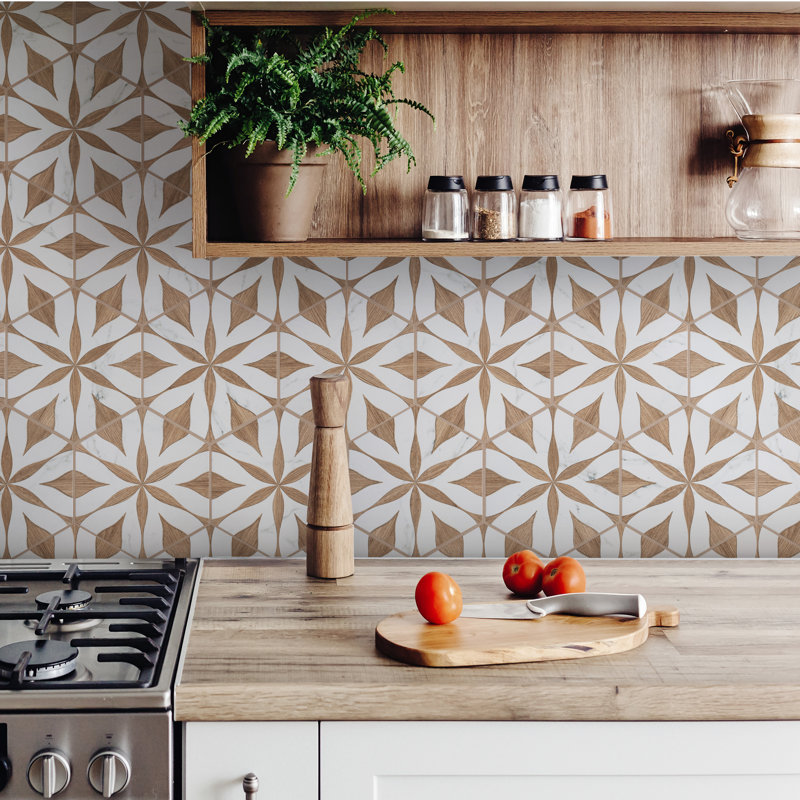 Merola Tile Llama Flower Loire 8 5 8 In X 9 7 8 In Porcelain Floral